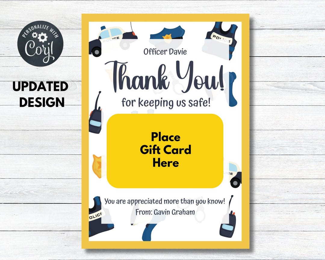 Officer Appreciation Card, Resource Officer Card, Officer Appreciation ...