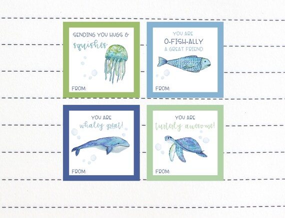 Ocean Valentine's Cards Fish Valentine Nautical | Etsy