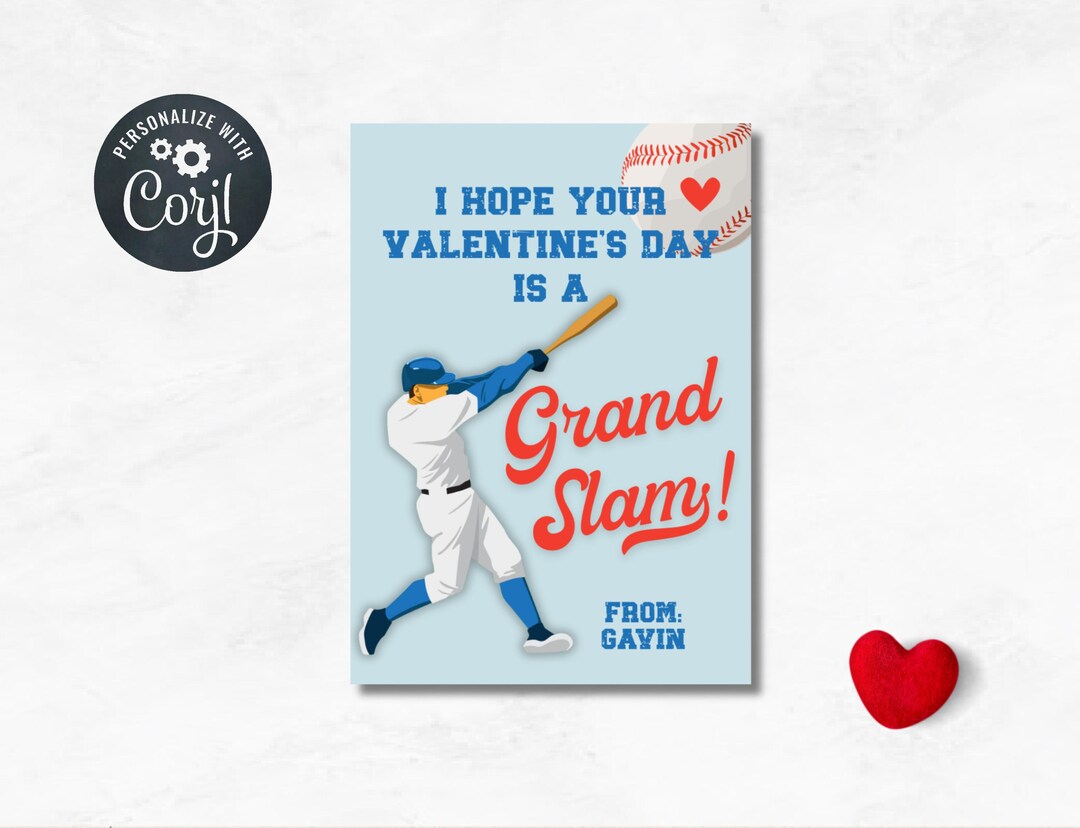 Editable Baseball Valentine's Day Card, Baseball Card, Grand Slam ...