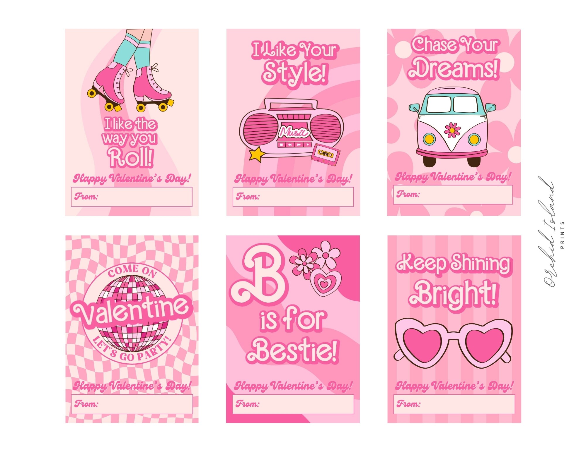 Doll Valentine's Cards, Pink Valentine Day Cards, Girls Valentine's ...