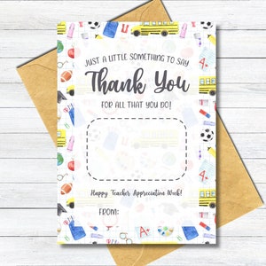 Teacher Appreciation Week Gift, Printable Gift Card Holder, Teacher ...