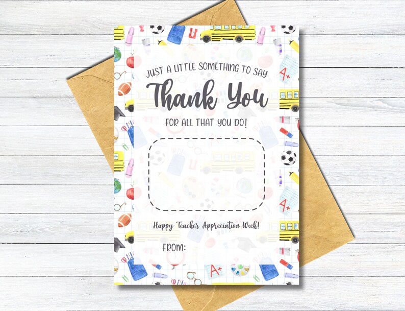 Teacher Appreciation Week Gift Printable Gift Card Holder - Etsy