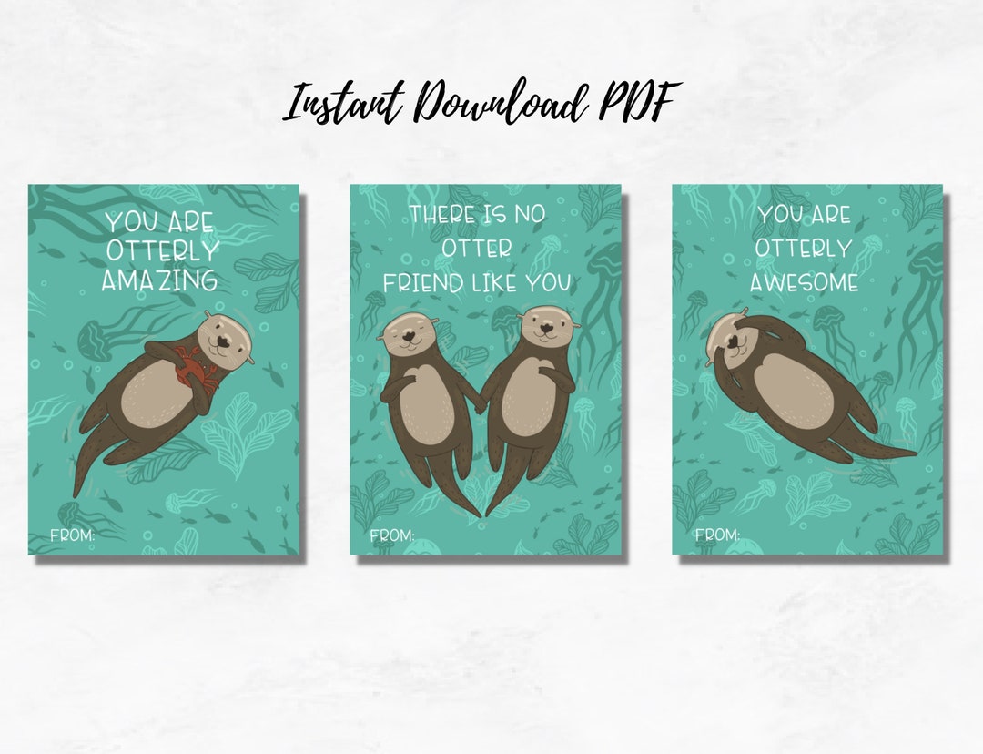 Otter Valentine's Cards, Kids Valentine's Cards, Otter Valentine, Ocean ...