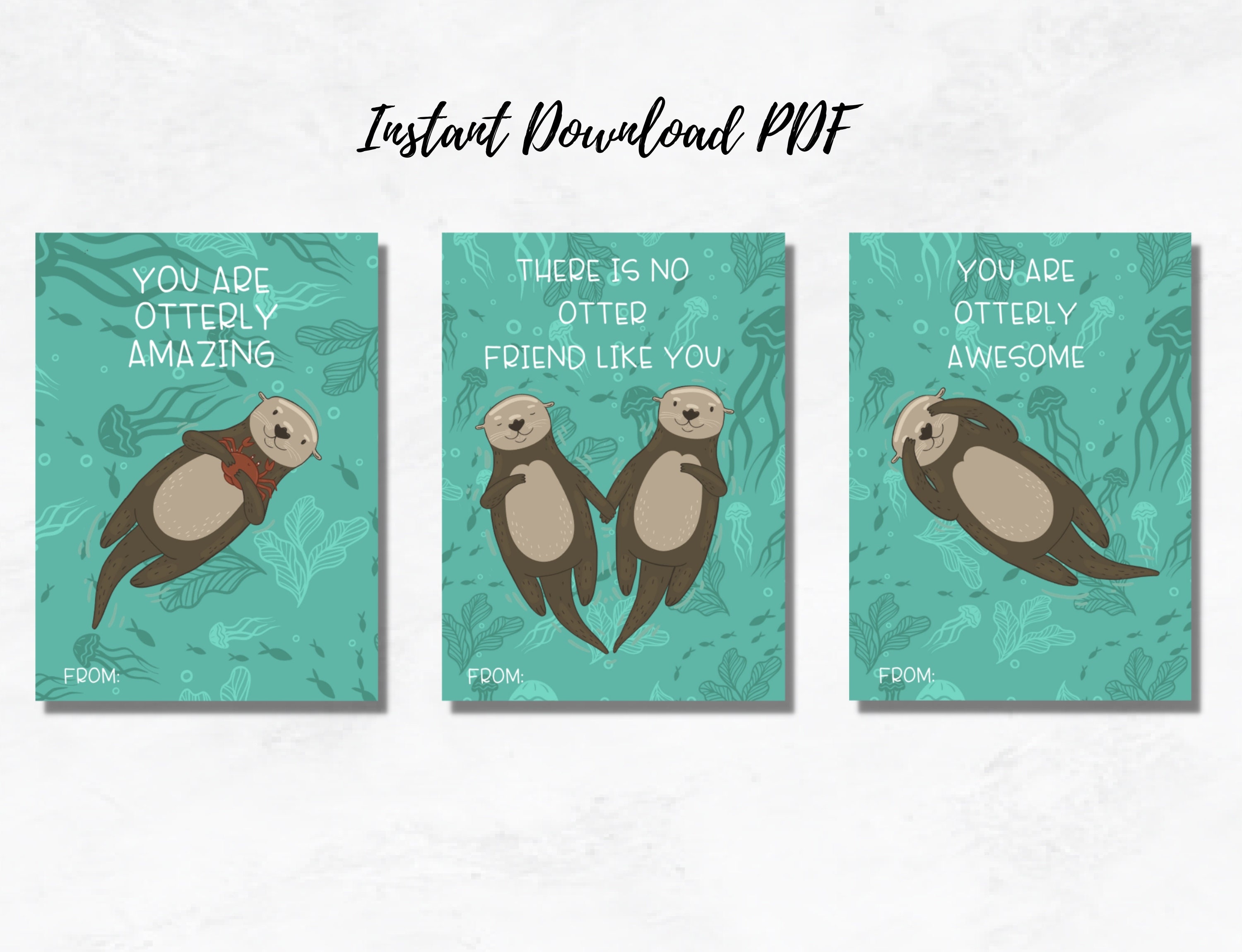 Otter Valentine's Cards, Kids Valentine's Cards, Otter Valentine, Ocean ...