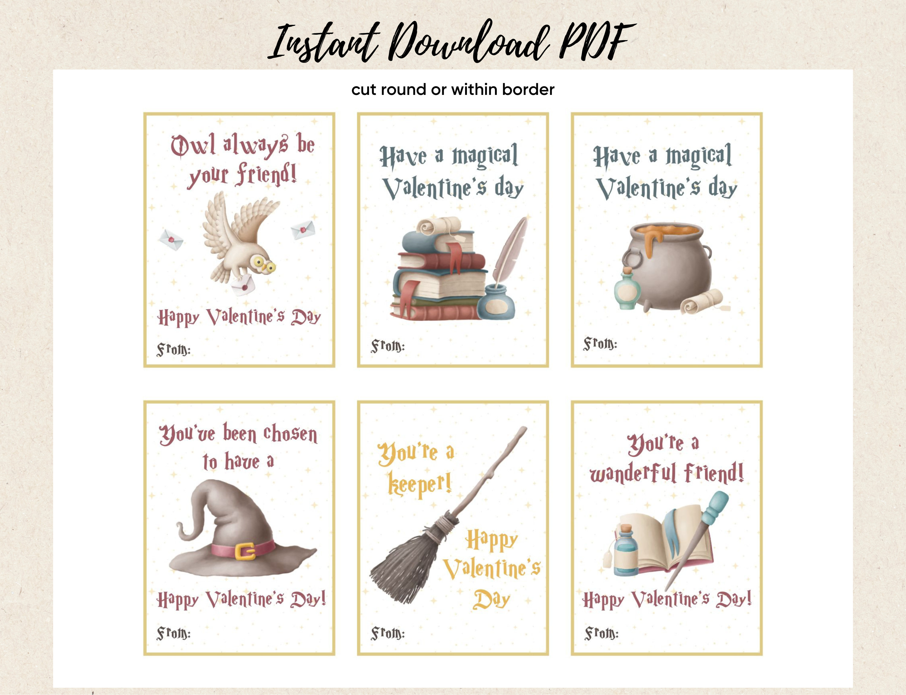 Wizard Class Valentine's Day Cards Magical - Etsy