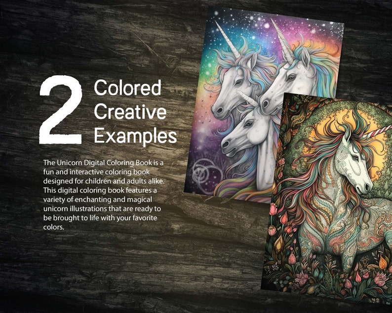 20 Unicorn Fantasy Coloring Pages Book, Adults Kids Instant Download ...