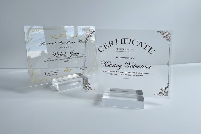 Personalized Clear Award Certificate Award Plaque - Company Anniversary ...