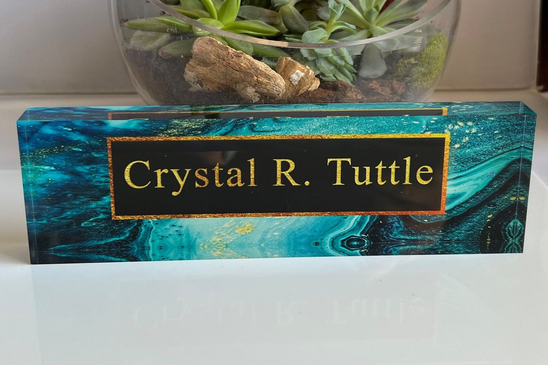 Personalized Acrylic Name Plate Marble Office Sign Plaque | Etsy