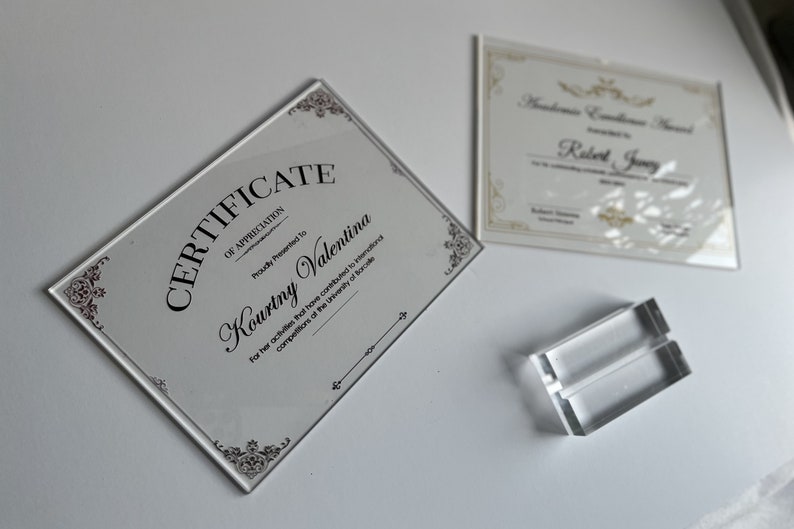 Personalized Clear Award Certificate Award Plaque - Company Anniversary ...