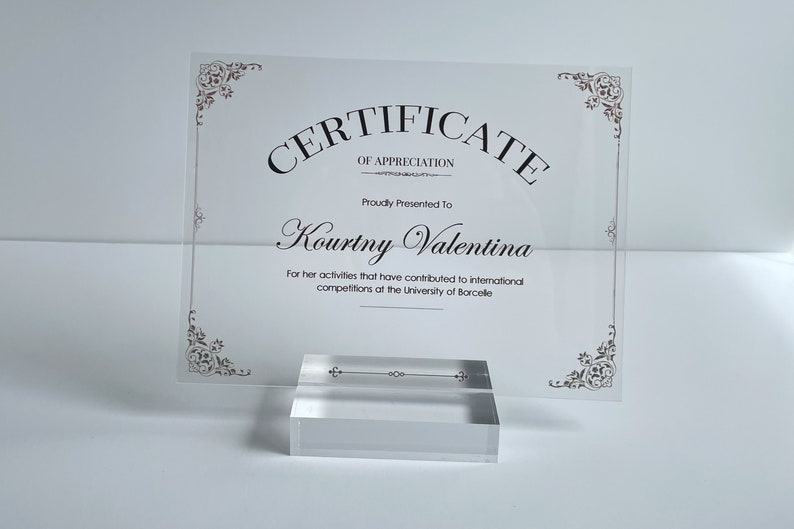 Personalized Clear Award Certificate Award Plaque - Company Anniversary ...