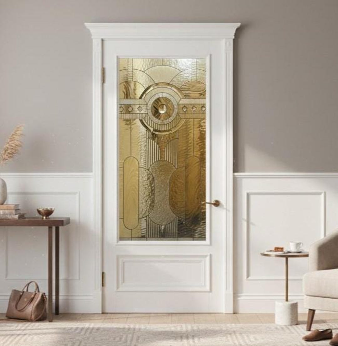 Art Deco Stained Glass Door Panel | Beveled Glass Door Insert | Custom ...