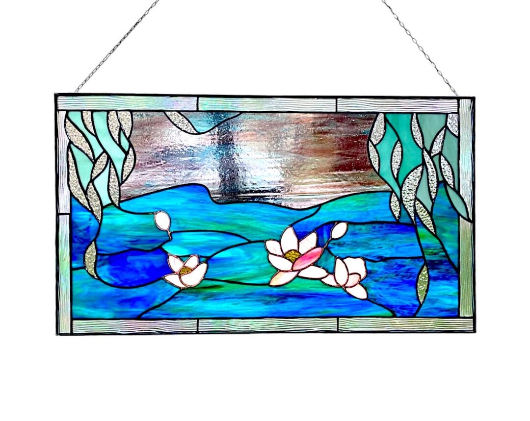 Real Stained Glass Window Hangings, Claude Monet Water Lilies, Glass ...