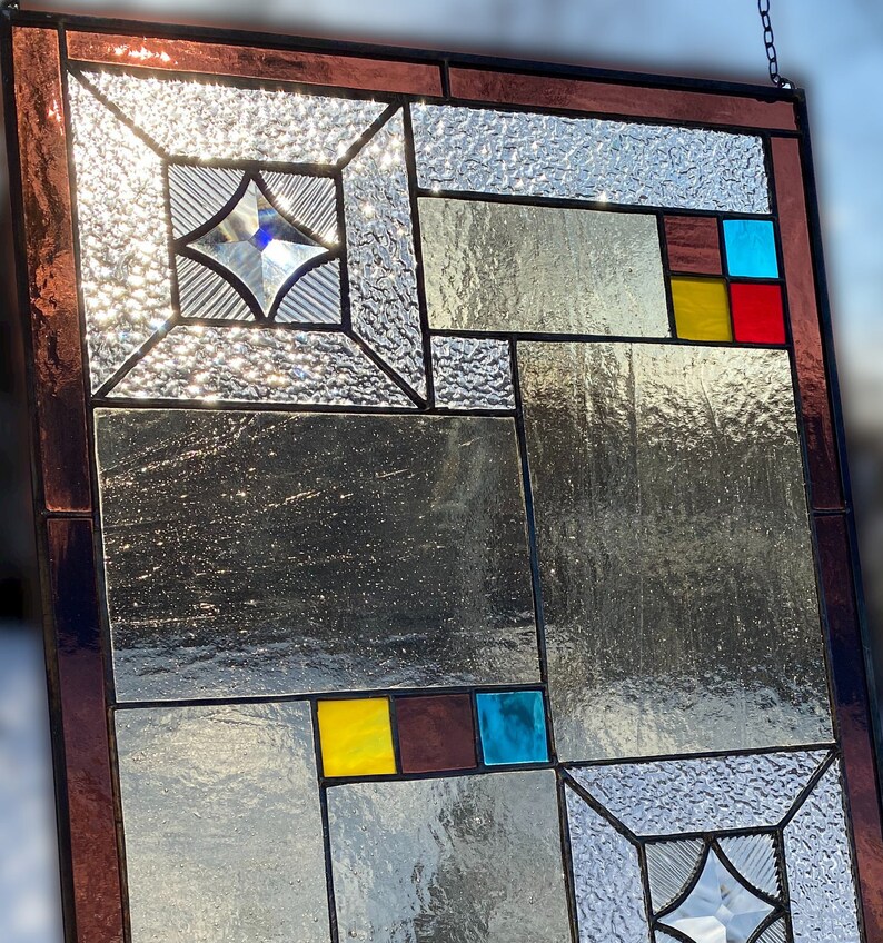 Custom Stained Glass Geometry Panel a Christmas Gift Stain - Etsy