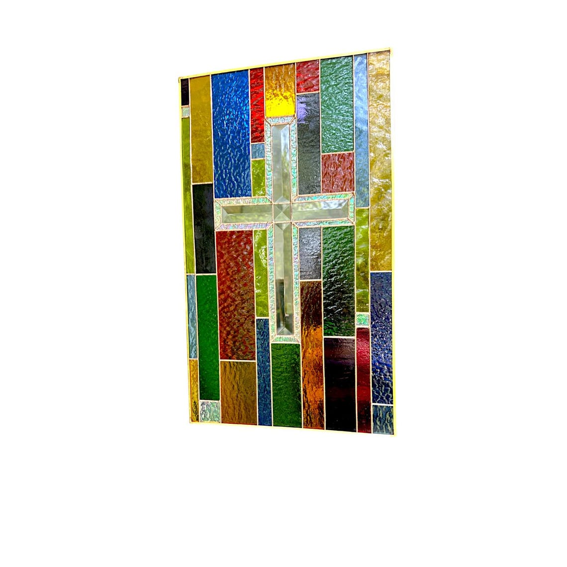 Religious Stained Glass | Christian Glass Cross Window Hanging - Etsy