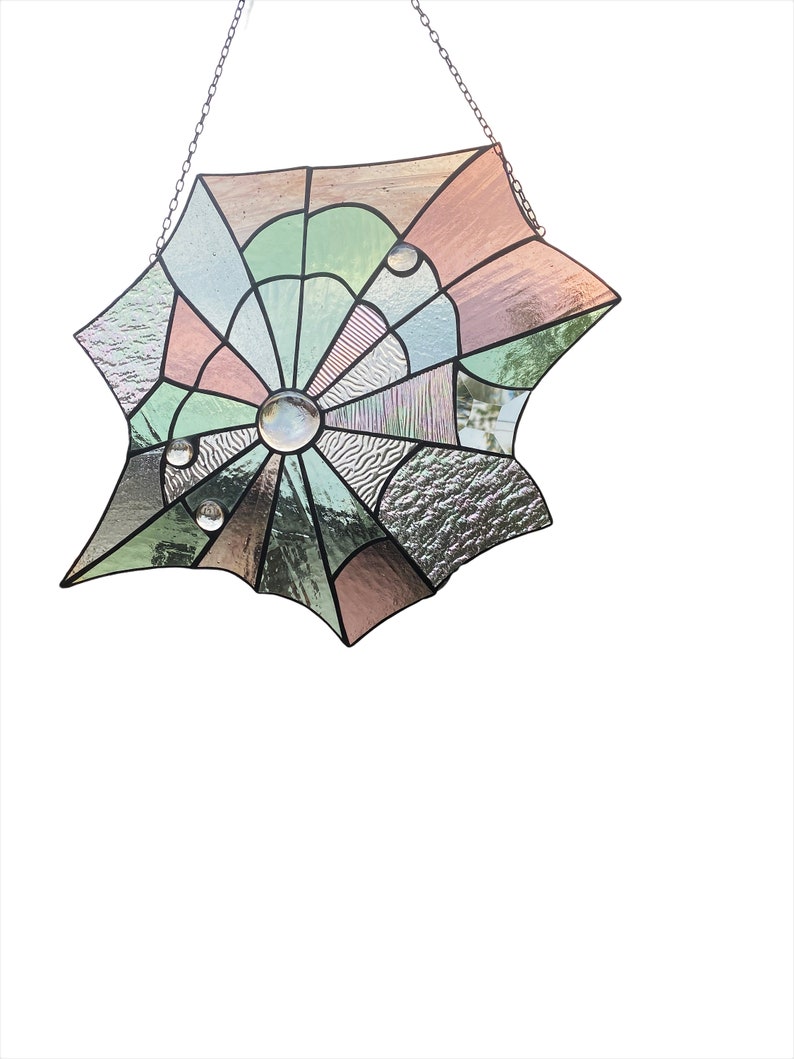 Stained Glass Cobweb Geometry Spider Web Window Hangings - Etsy