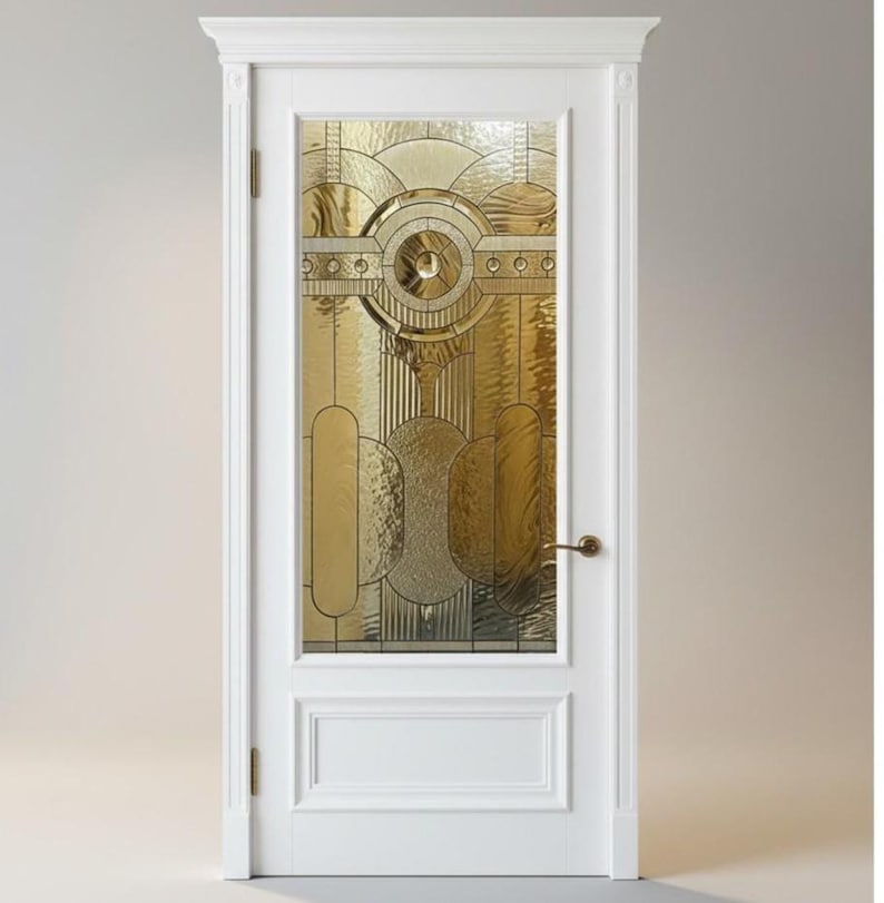 Art Deco Stained Glass Door Panel | Beveled Glass Door Insert | Custom ...