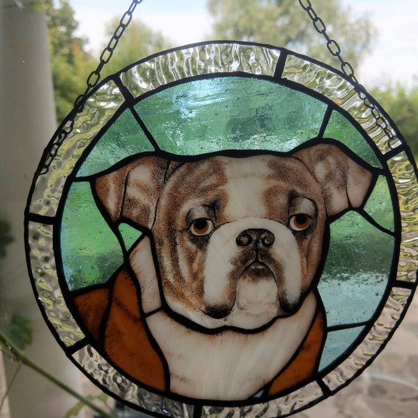 Stained Glass Bulldog - Etsy