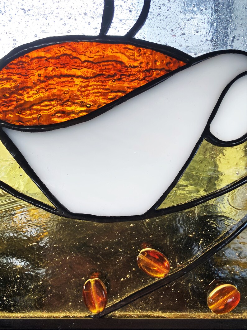 Modern Stained Glass Cup of Coffee and Coffee Beans a - Etsy