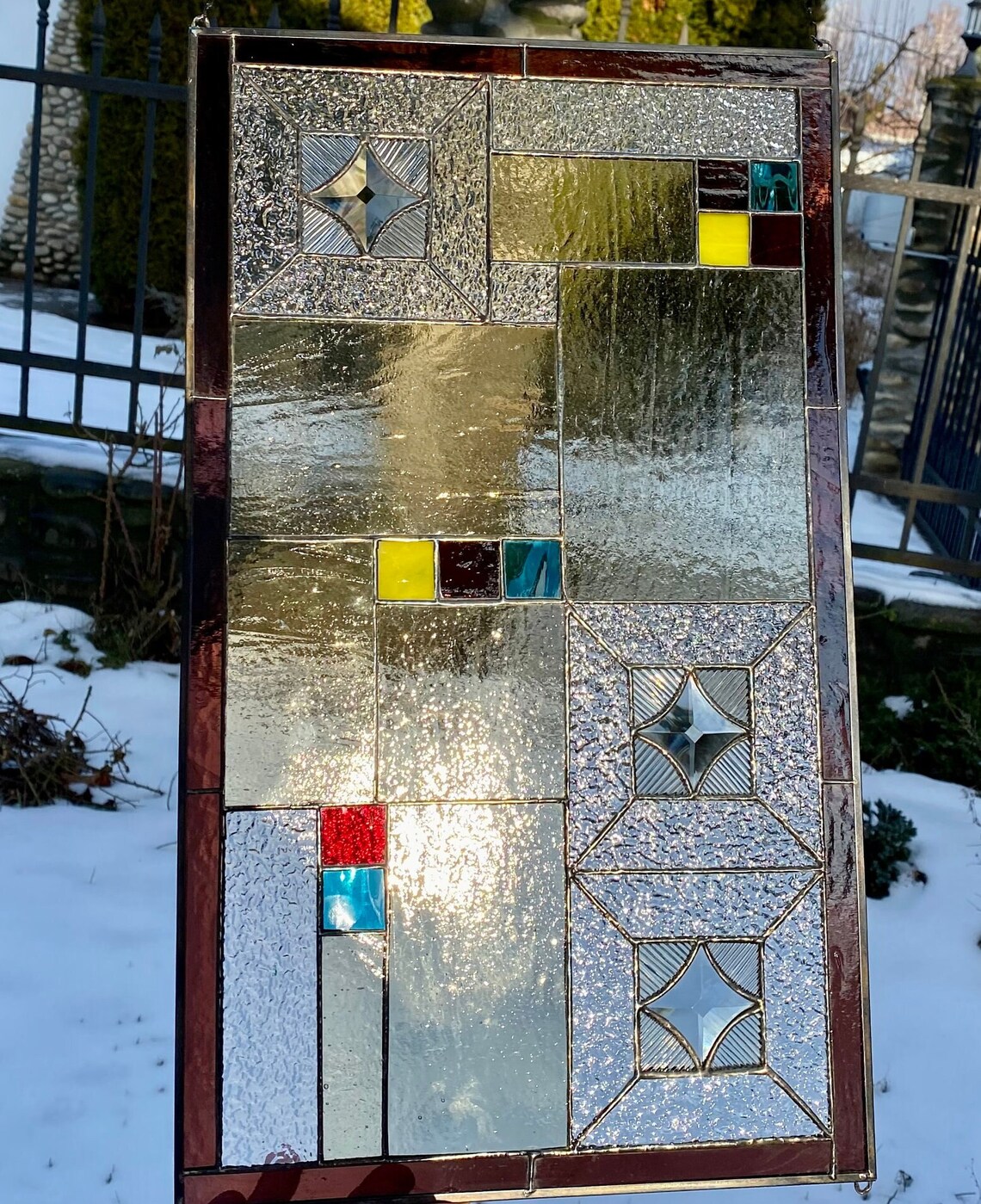 Custom Stained Glass Geometry Panel a Christmas Gift Stain - Etsy