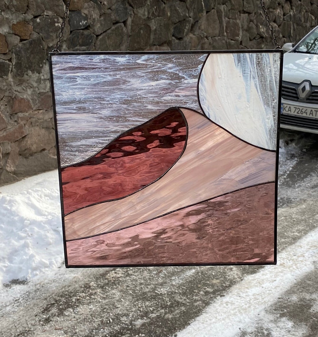 Space Dune Custom Stain Glass Panel Abstract Landscape Stain - Etsy