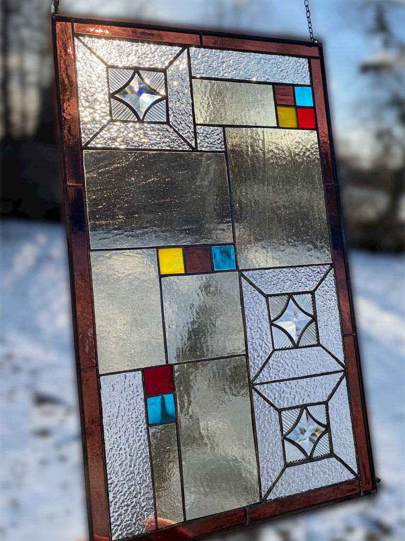 Custom Stained Glass Geometry Panel a Christmas Gift Stain - Etsy