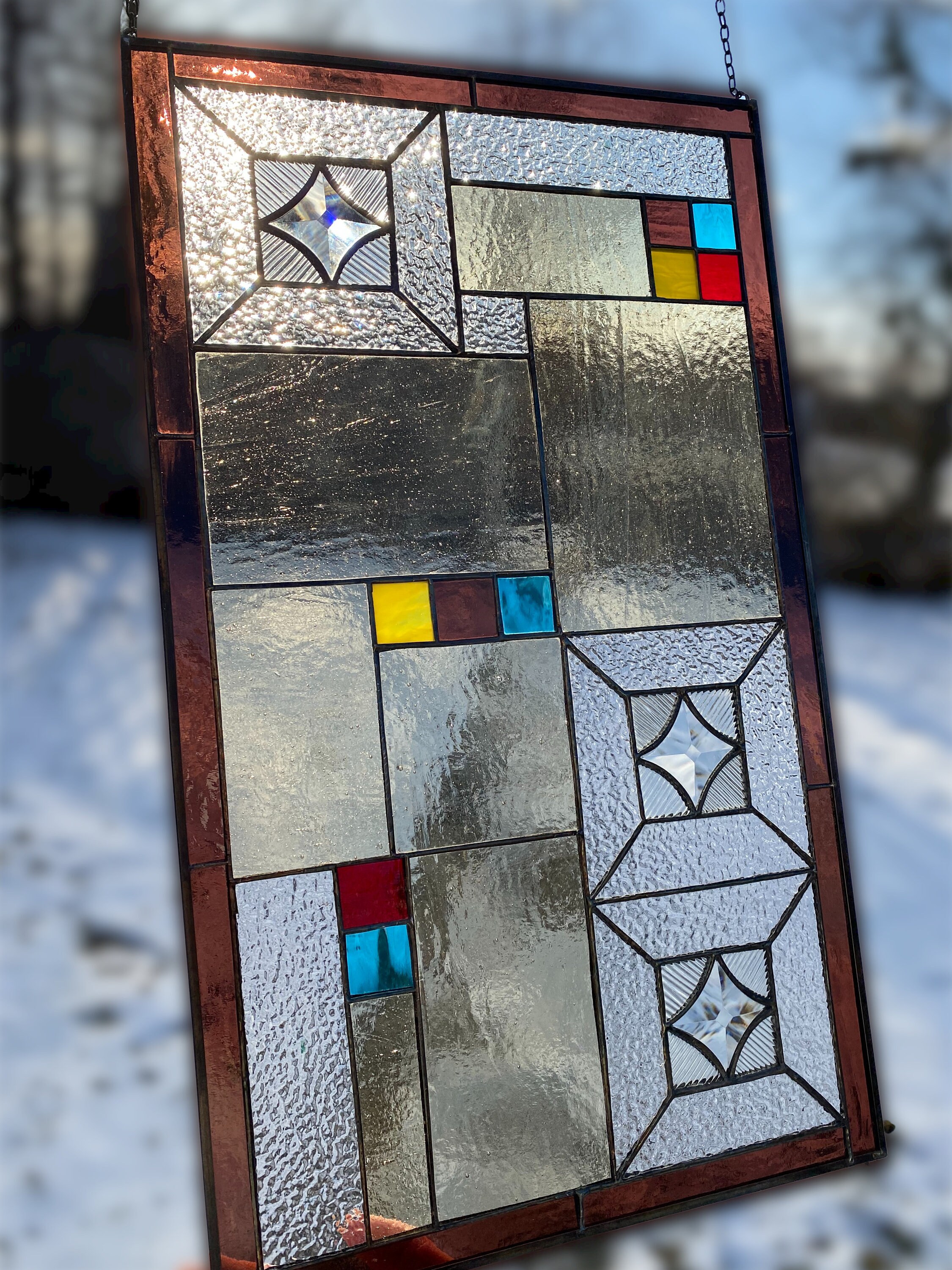 Custom Stained Glass Geometry Panel a Christmas Gift Stain - Etsy