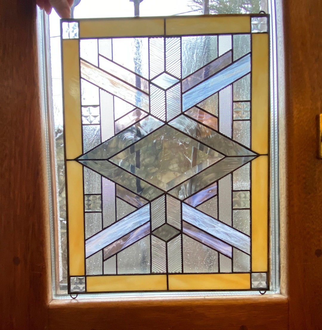 Modern Geometric Stained Glass Window Transparent Glass - Etsy