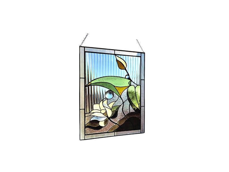 Stained Glass Lotus Panel | Tiffany Style Lotus Window, Suncatcher ...