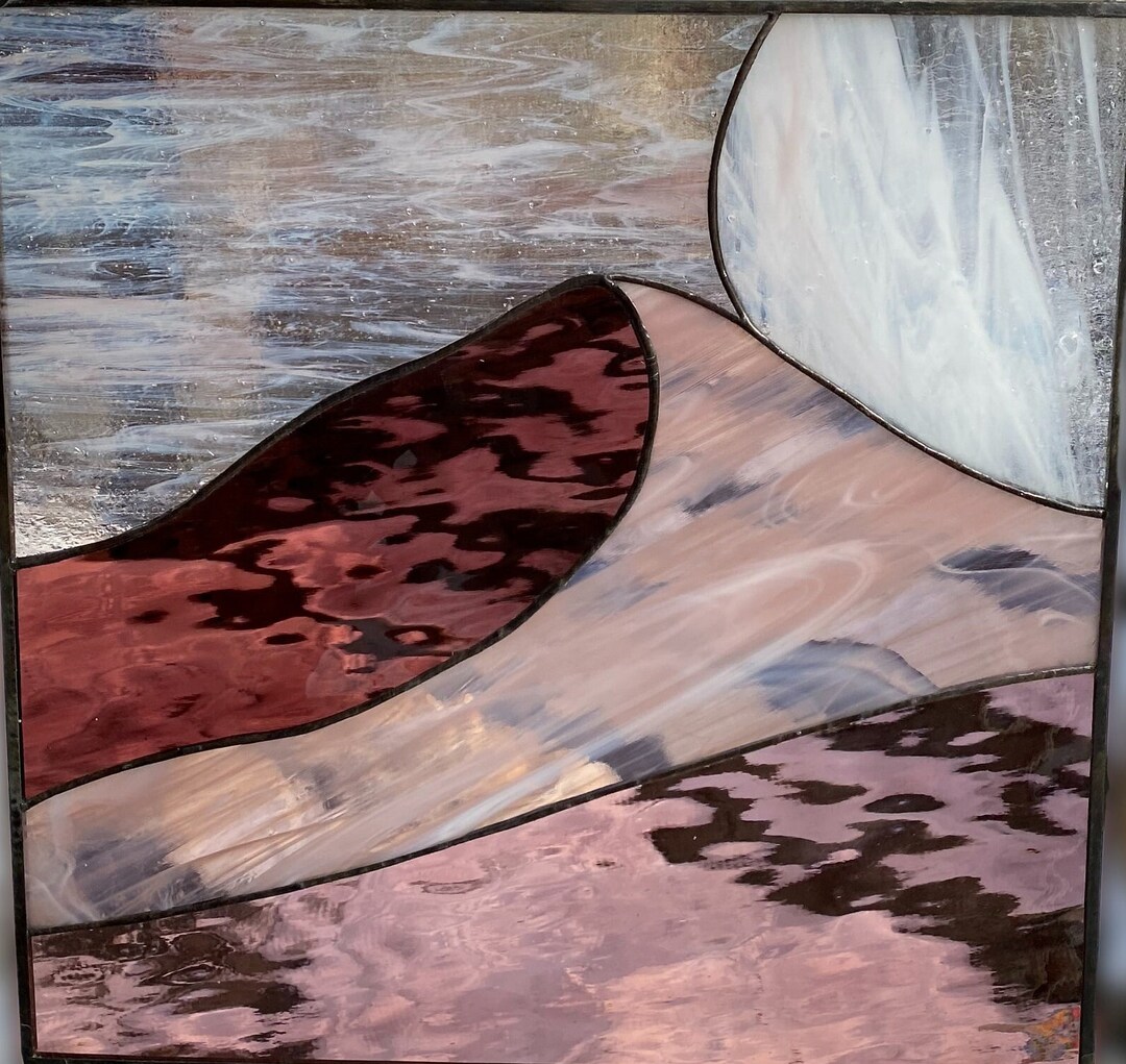 Space Dune Custom Stain Glass Panel Abstract Landscape Stain Glass ...