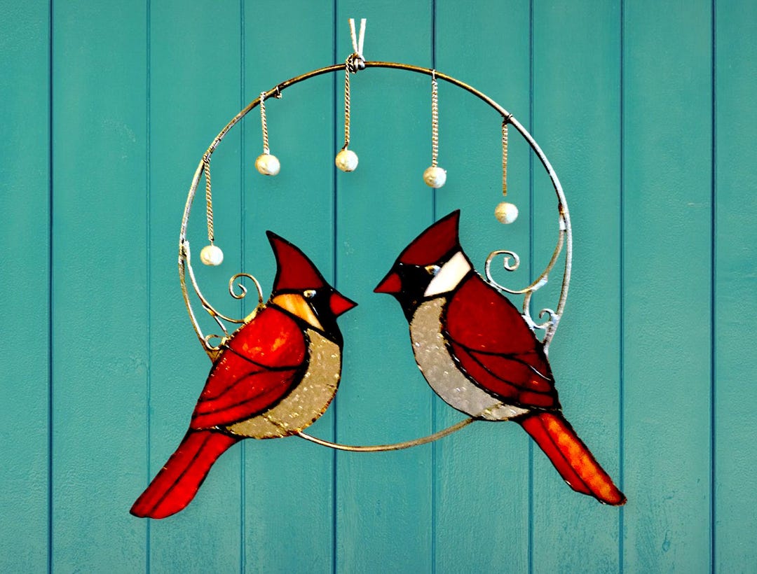 Red Cardinal/sun Catcher Red Cardinal for Christmas/stained Glass Art ...