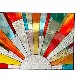 Stained Glass Sunrise Mid-century Modern Stained Glass Window Sunset ...