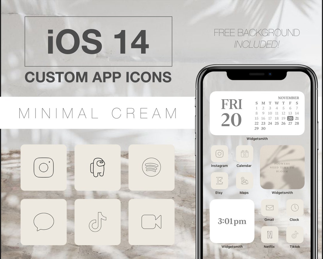 100 Minimal Cream Apple iPhone Ios 14 App Icons Neutral Icon Pack ...