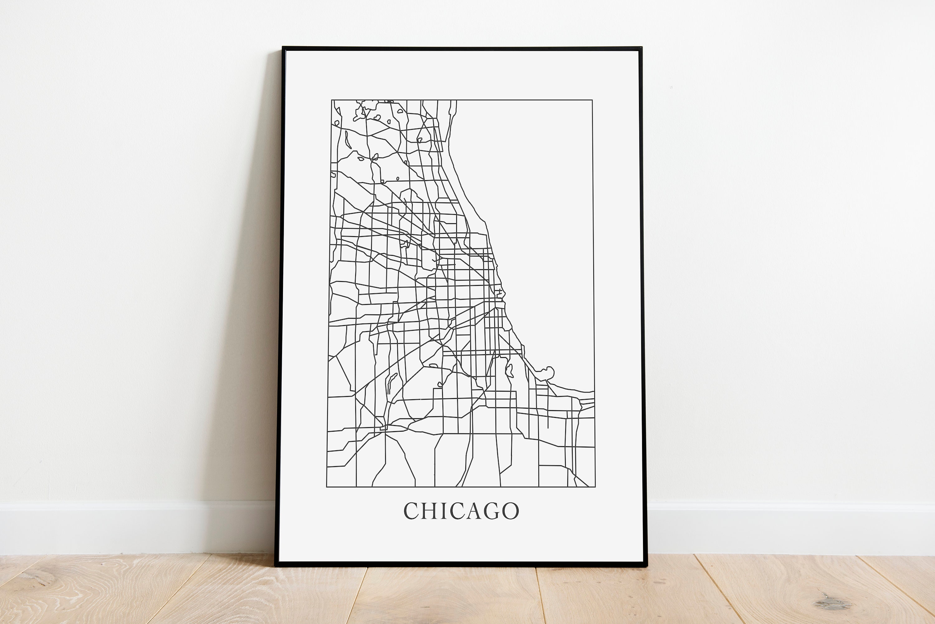 Chicago City Map Minimal Wall Art Digital Download Boho Neutral Living ...