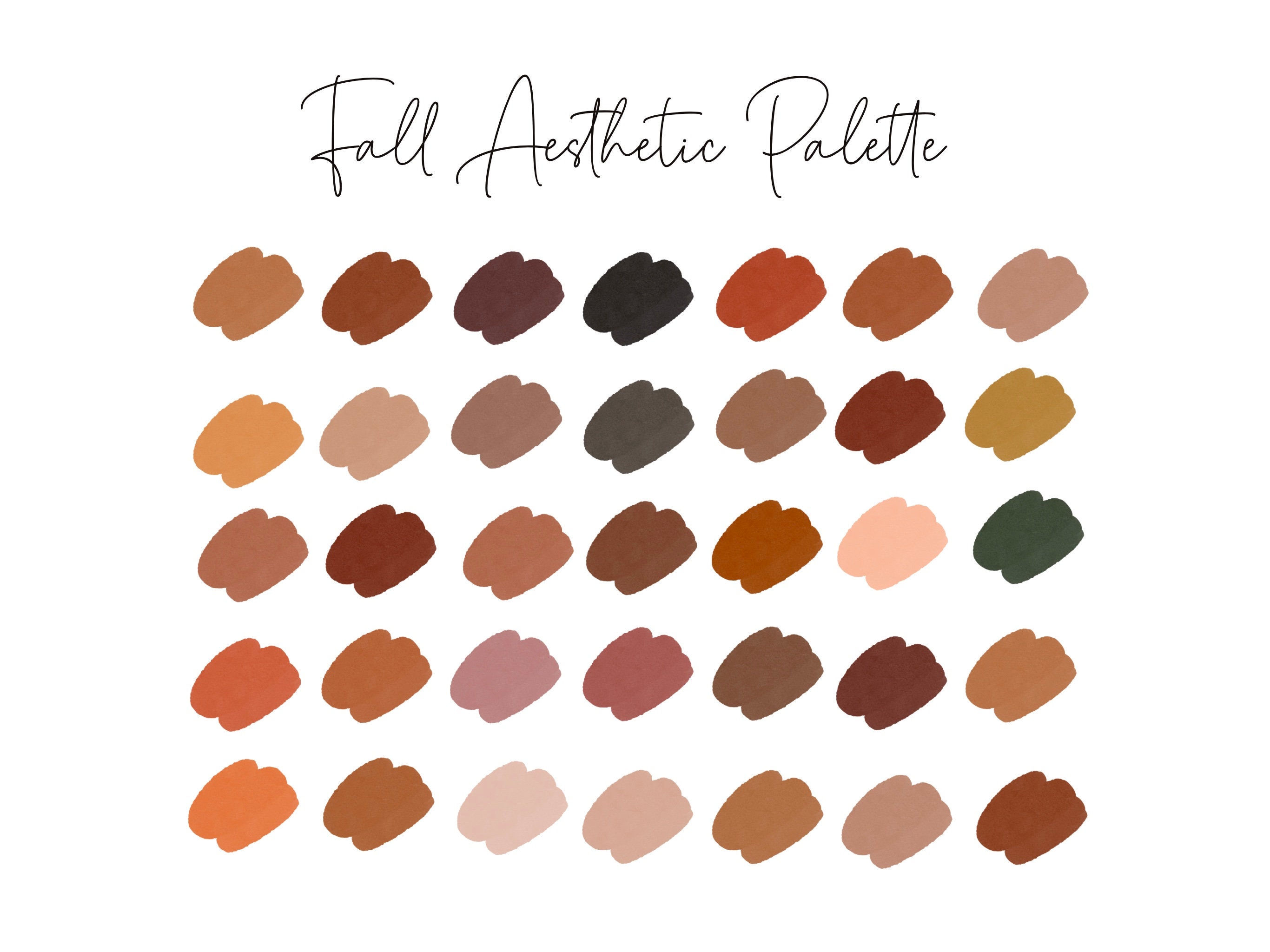 30 Color Fall Aesthetic Palette for Procreate Boho Color Scheme Fall ...