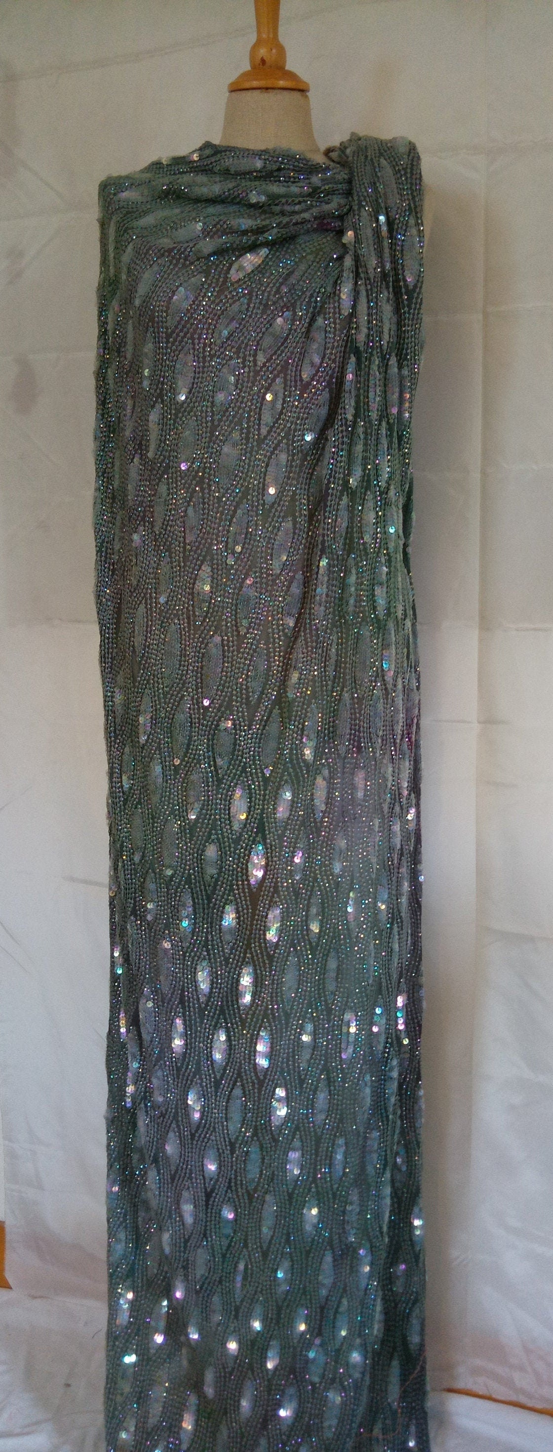 Haute Couture Stoff, Seide, Chiffon zweifarbig grün violett mit ...