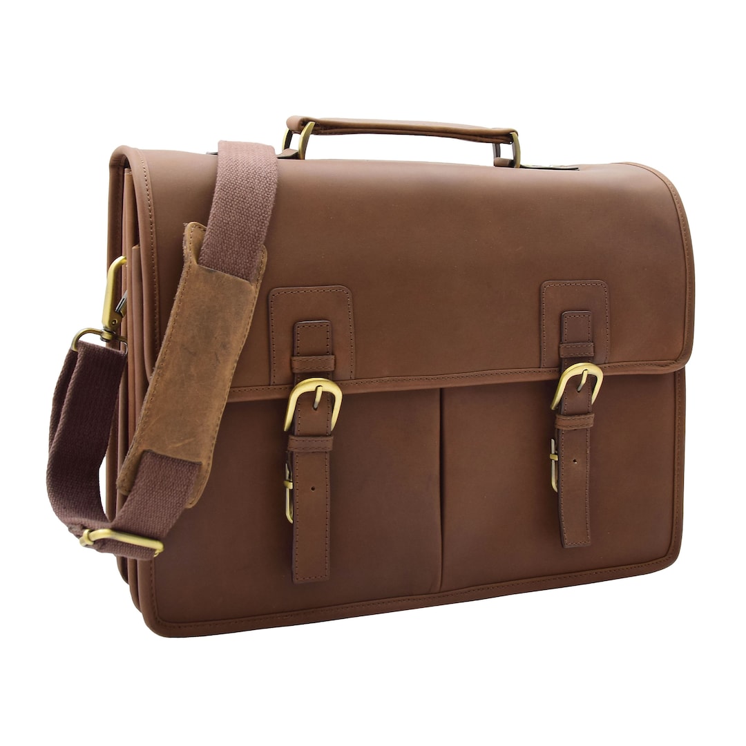 DR296 Men's Leather Briefcase Cross Body Bag Chestnut - Etsy