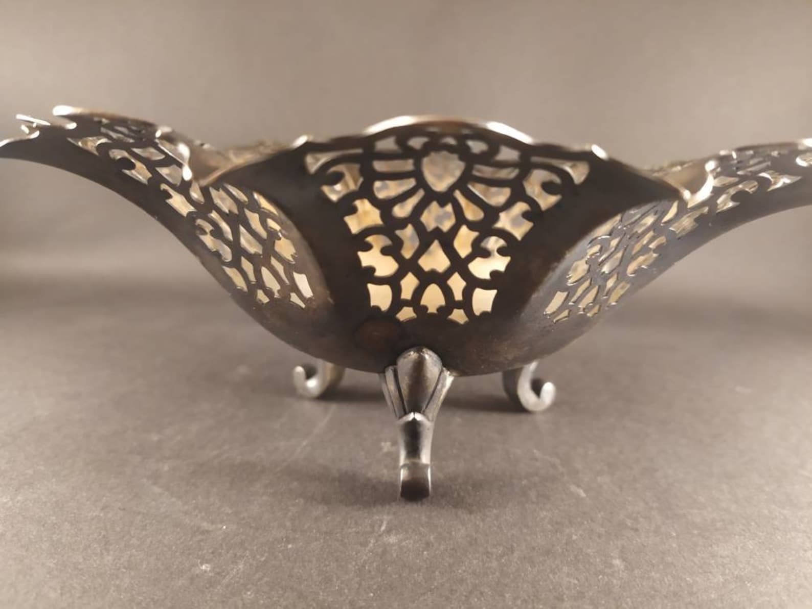 Decorative Metal Bowl Vintage Metal Bowl Candy Tray Bowl on - Etsy