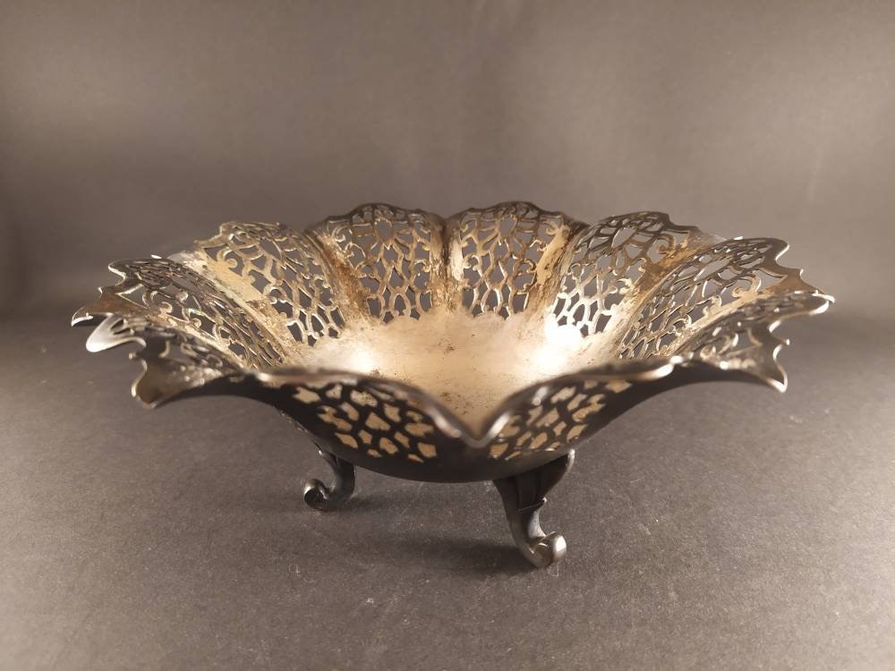 Decorative Metal Bowl Vintage Metal Bowl Candy Tray Bowl on - Etsy