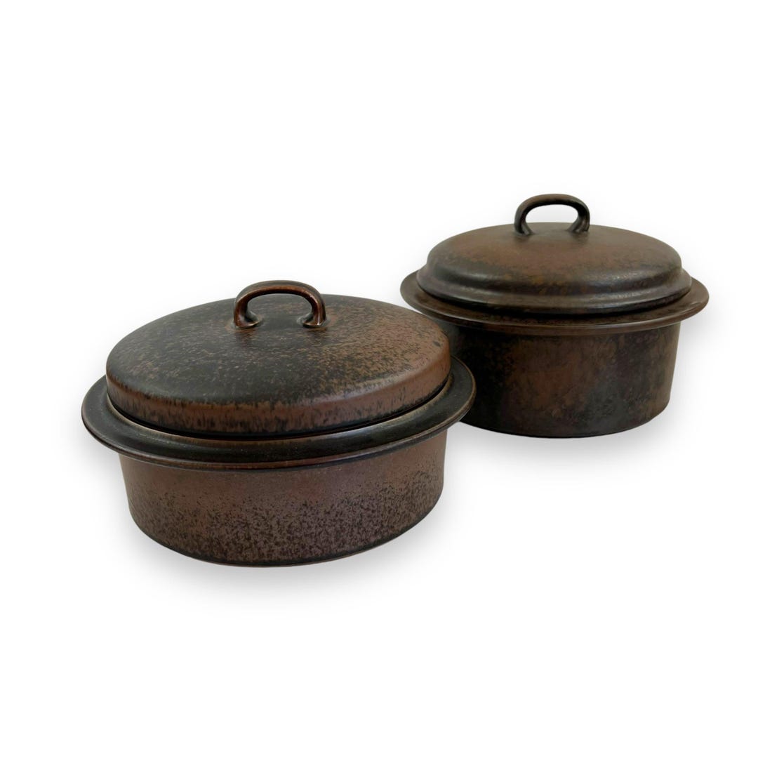 Brown Baking Pot With Lid Set of 2 - Etsy