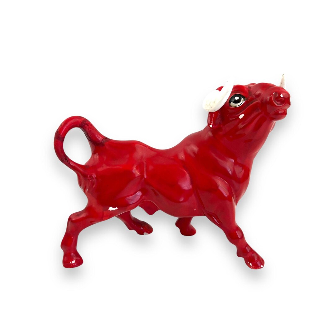 Red Ceramic Bull Figurine Mid-century Decorative Collectible - Etsy