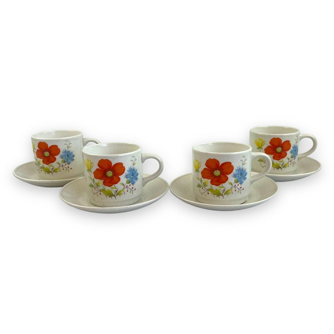 Set of 4 Johnson Australia Cups and Saucers - Etsy