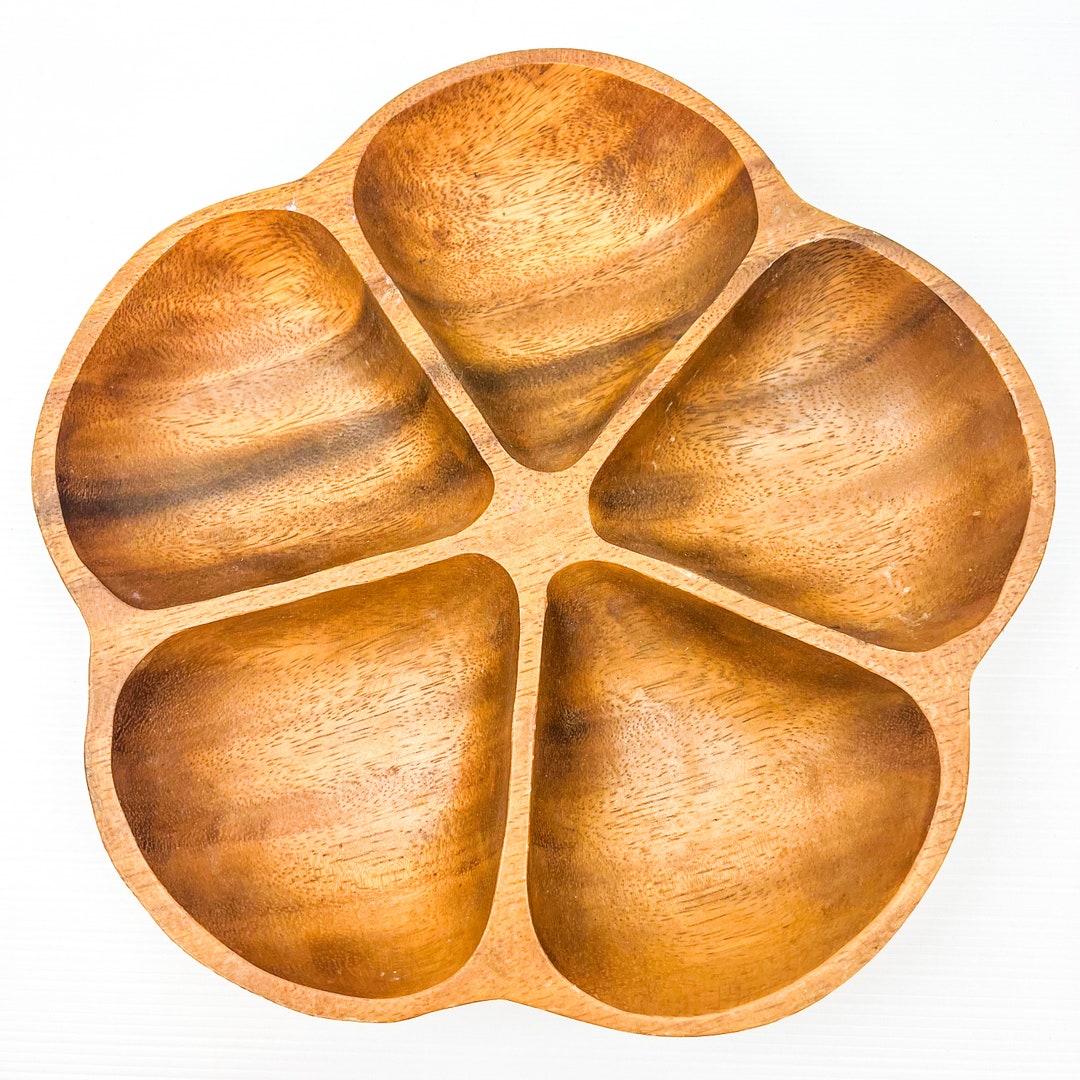 Wooden Multi Section Serving Platter Flower Shape - Etsy