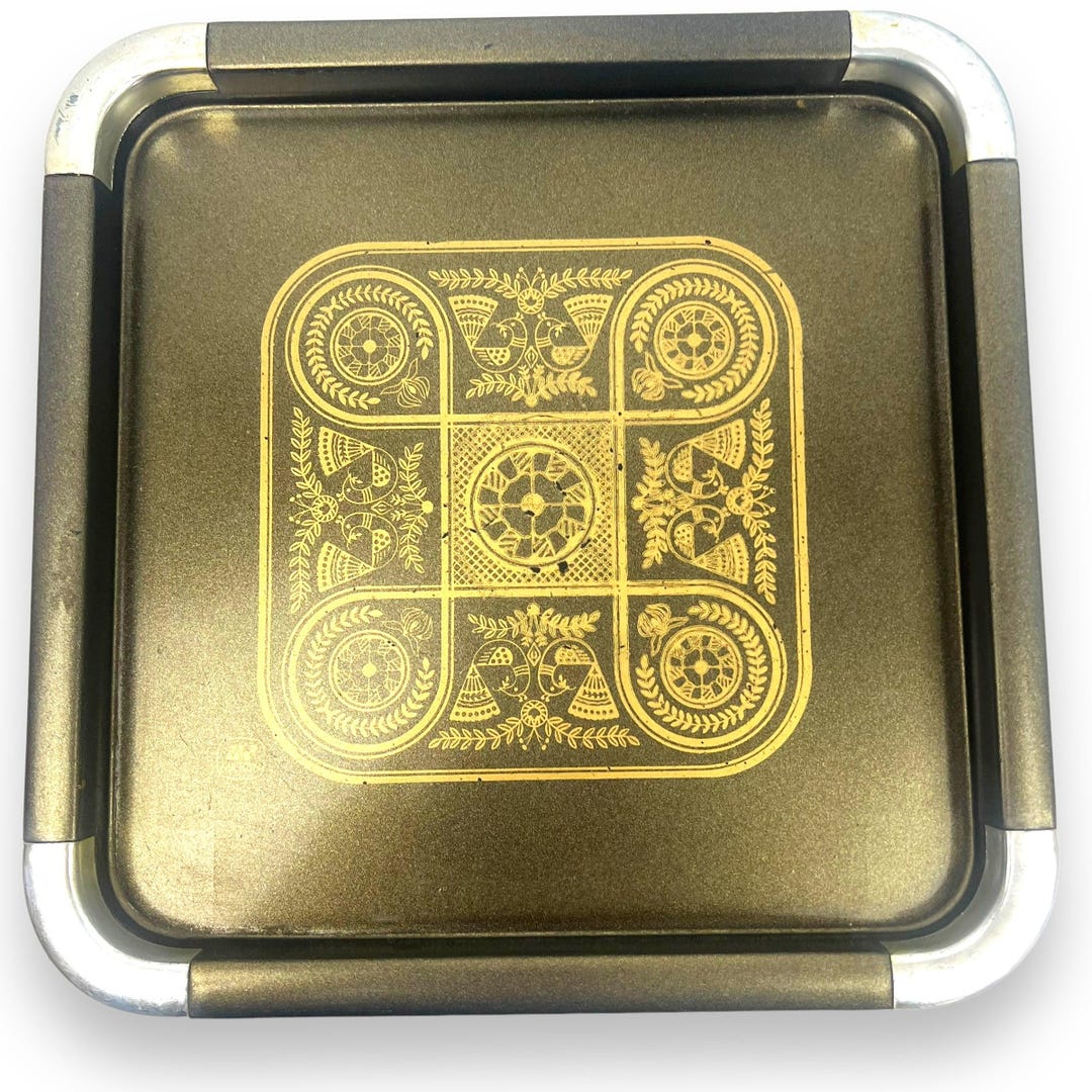 Retro Milton Black With Gold Decal Plastic Square Tray - Etsy
