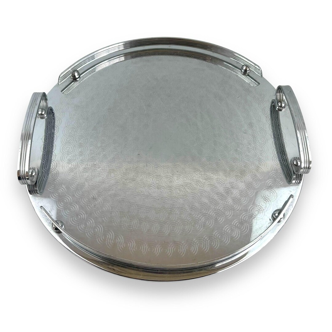 Ranleigh Round Stainless Steel Serving Tray - Etsy