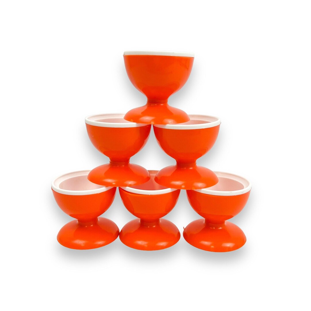 Retro Orange Plastic Egg Cup Set of 6 - Etsy
