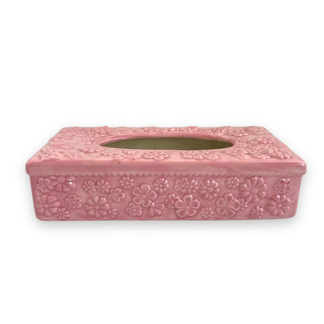 Pink Ceramic Flower Tissue Box Cover - Etsy