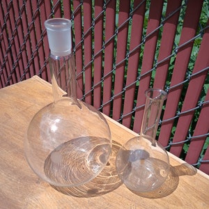 Two Vintage Long Neck Flasks With Flat Bottoms - Etsy