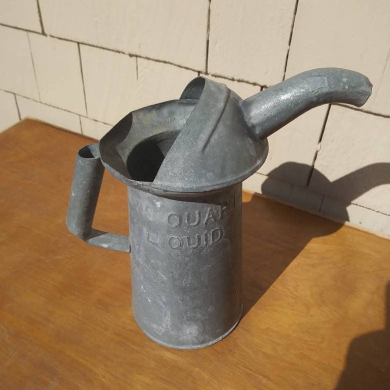 Vintage Galvanized Two Quart Oil Pitcher - Very Clean - Etsy