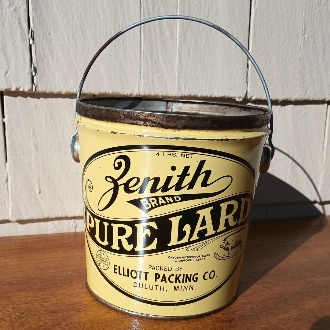 Vintage Lard Pail Zenith Brand Pure Lard Packed by Elliott Packing Co ...