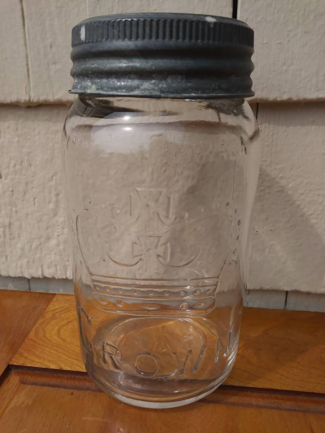 Vintage Crown Mason Jar - With Glass Lid - Made in Canada - Etsy